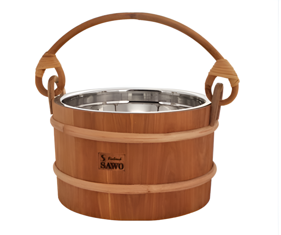 5L SAUNA BUCKET CEDAR & STAINLESS STEEL SAWO 371-MD - Sauna People
