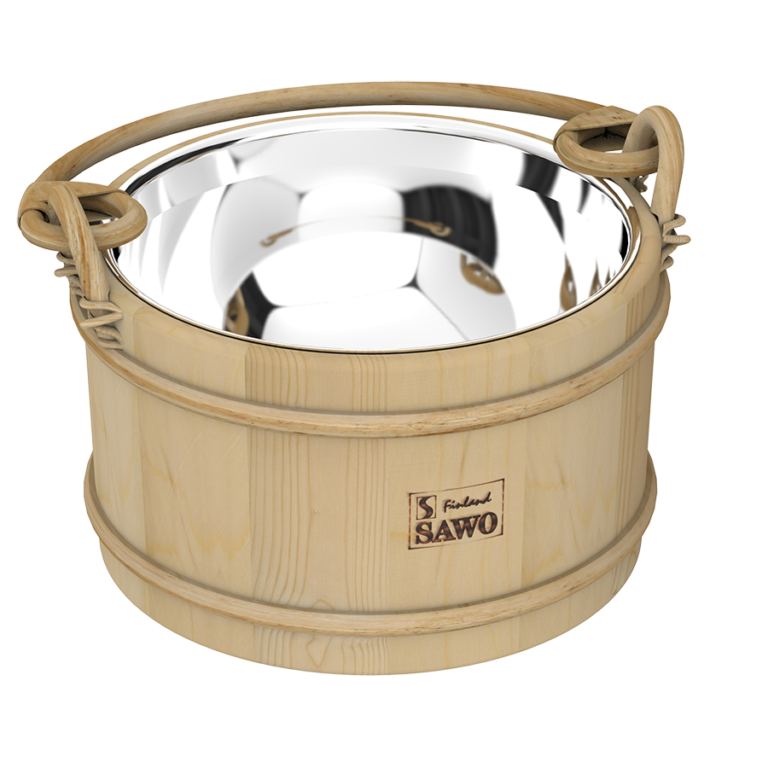 5L SAUNA BUCKET PINE & STAINLESS STEEL SAWO 371-MP - Sauna People