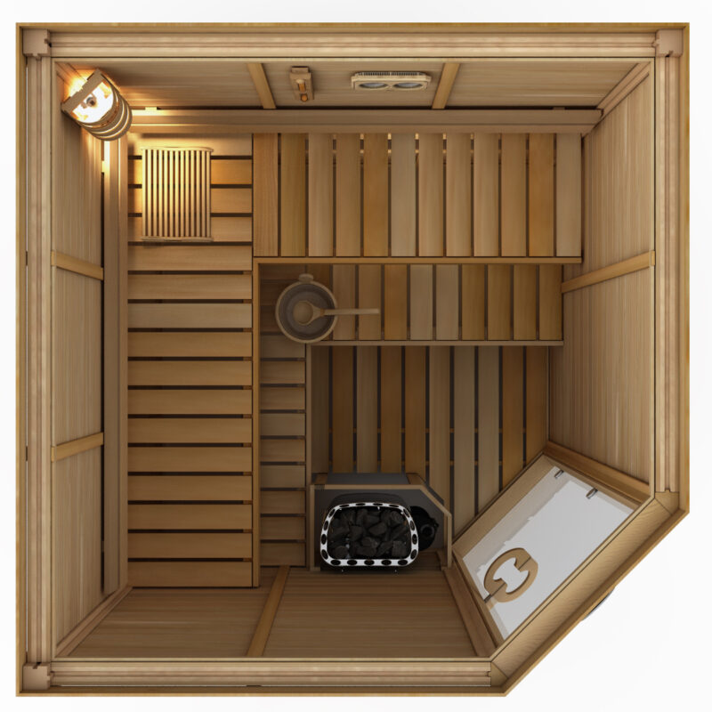 6 PERSON CEDAR HOME SAUNA 2020RLC Corner indoor or outdoor - Sauna People