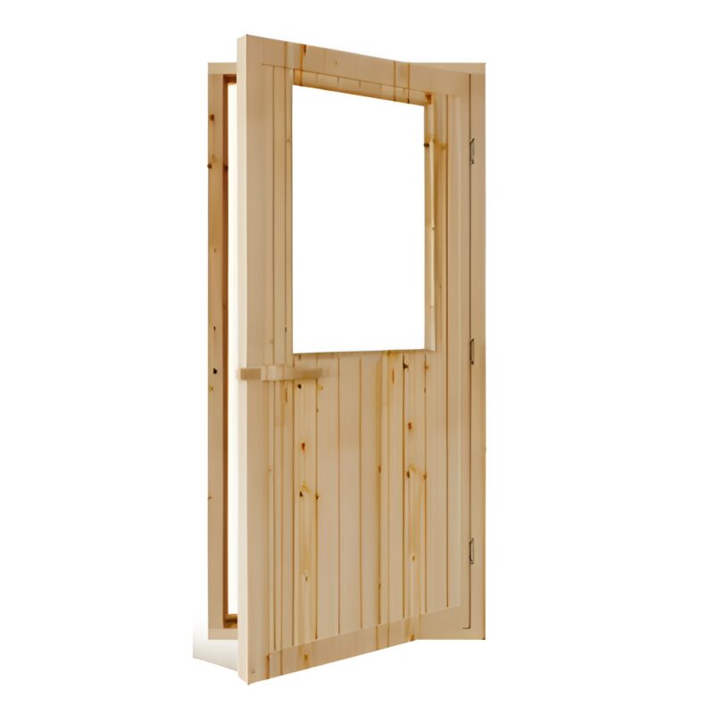 SAUNA DOOR NORDIC SPRUCE 4 SIDED FRAME CLEAR GLASS WINDOW RIGHT OPENING ...